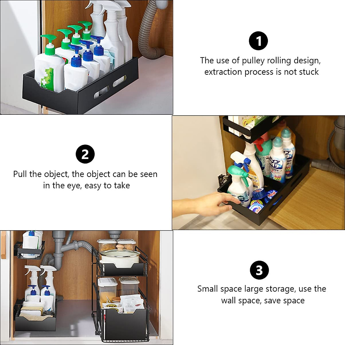 Alipis 1pc Home Organizer Function Sliding Organizers Out Bath Caddy Multi Square Telescopic Side for Storage Side-Pulling Draining Shelf Pulling Stainless Pull Holder Wall Steel Plastic