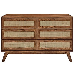 Modway Soma 6-Drawer Double Dresser in Walnut