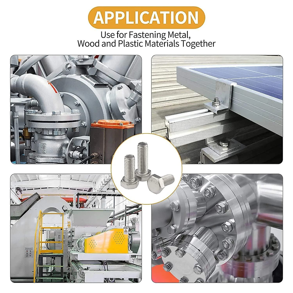 Bettomshin 5Pcs M12 x 80mm Hex Bolts, 304 Stainless Steel 1.75mm Thread Pitch Fully Threaded Metric Hex Head Screw Bolts, Hexagon Screw Bolt, Hex Tap Bolts, Silver (Overall Size 87.68x19x19mm)