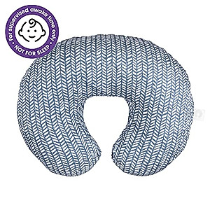 Boppy Original Support Nursing Pillow, Blue Herringbone, Ergonomic Breastfeeding, Bottle Feeding, and Bonding, with Hypoallergenic Fiber Fill, with Removable Cover, Machine Washable