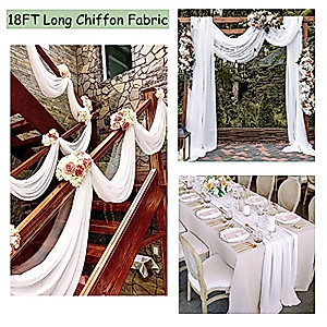 White Arch Drapes 2 Panels 6 Yards Sheer Backdrop Curtains for Parties Ceiling Wedding Arch Reception Drapery Fabric Decor