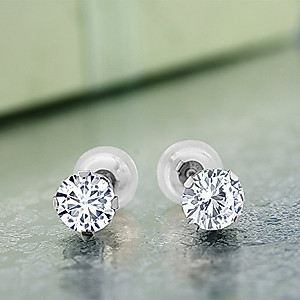 14K White Gold Forever Classic Moissanite by Charles & Colvard Stud Earrings For Women (1.00 Cttw, Round 5MM)