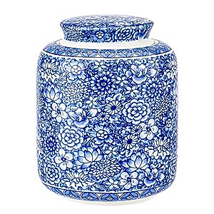 No Name No Seal Ginger Jar Decorative Jar Ancient Chinese Imperial Enamel Porcelain (Small, Blue,White)