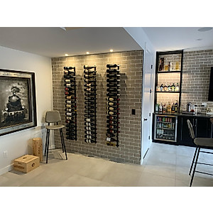 VintageView W Series (6 Ft) - 18 Bottle Wall Mounted Wine Bottle Rack Kit (Satin Black) Stylish Modern Wine Storage with Label Forward Design