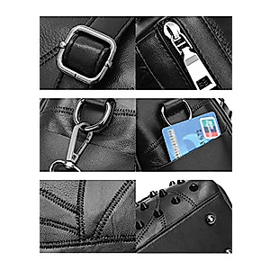 GJGJTER Women Soft Synthetic PU Leather Rivet decoration Tote Satchel Hobo Crossbody Top-Handle Shoulder Handbags Clutches-Black 2