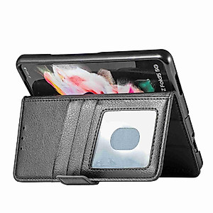 Knoowcase for Samsung Galaxy Z Fold 5 Case Shockproof PU Leather Wallet Card Holder Kickstand Bumper Case with Pen Holder for Samsung Z Fold 5 Phone Case, Black