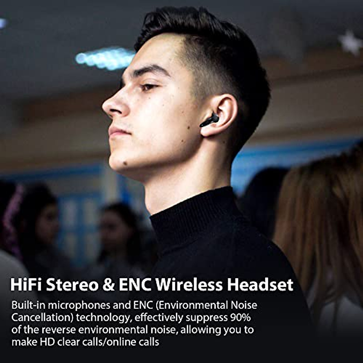 ACAGET Stereo Wireless Earbuds for Samsung Galaxy S23 S22 S21 Ultra A53 A54 5G, 50H Playtime Bluetooth Headphones LED Digital Display Earphone with Charging Box Headset for Cell Phone Laptop TV Black