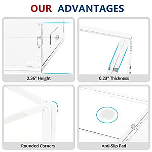 KOTEMON Acrylic Serving Tray with Handles-12x12x2.36Inch-Decorative Tray Letter Tray Organizer for Ottoman Coffee Table Countertop, Clear