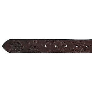 Eddie Bauer Women's Casual Leather Belts, One Size Fits Most, Floral Tooled-Brown, Small