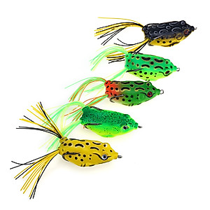 MOBOREST Topwater Frog Lure Bass Trout Fishing Lures Kit Set Realistic Prop Frog Soft Swimbait Floating Bait with Weedless Hooks for Freshwater Saltwater