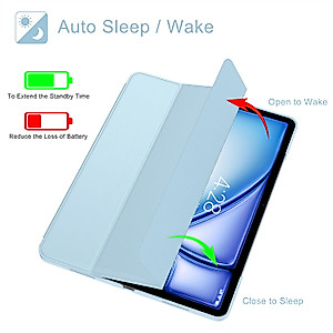 Soke for iPad Air 13 Inch Case (M3/M2) 2025/2024,iPad Pro 12.9 Case 2022 2021(6th 5th Generation) - [Slim Trifold Stand + Auto Wake/Sleep],Protective Hard PC Back Cover (Light Blue)