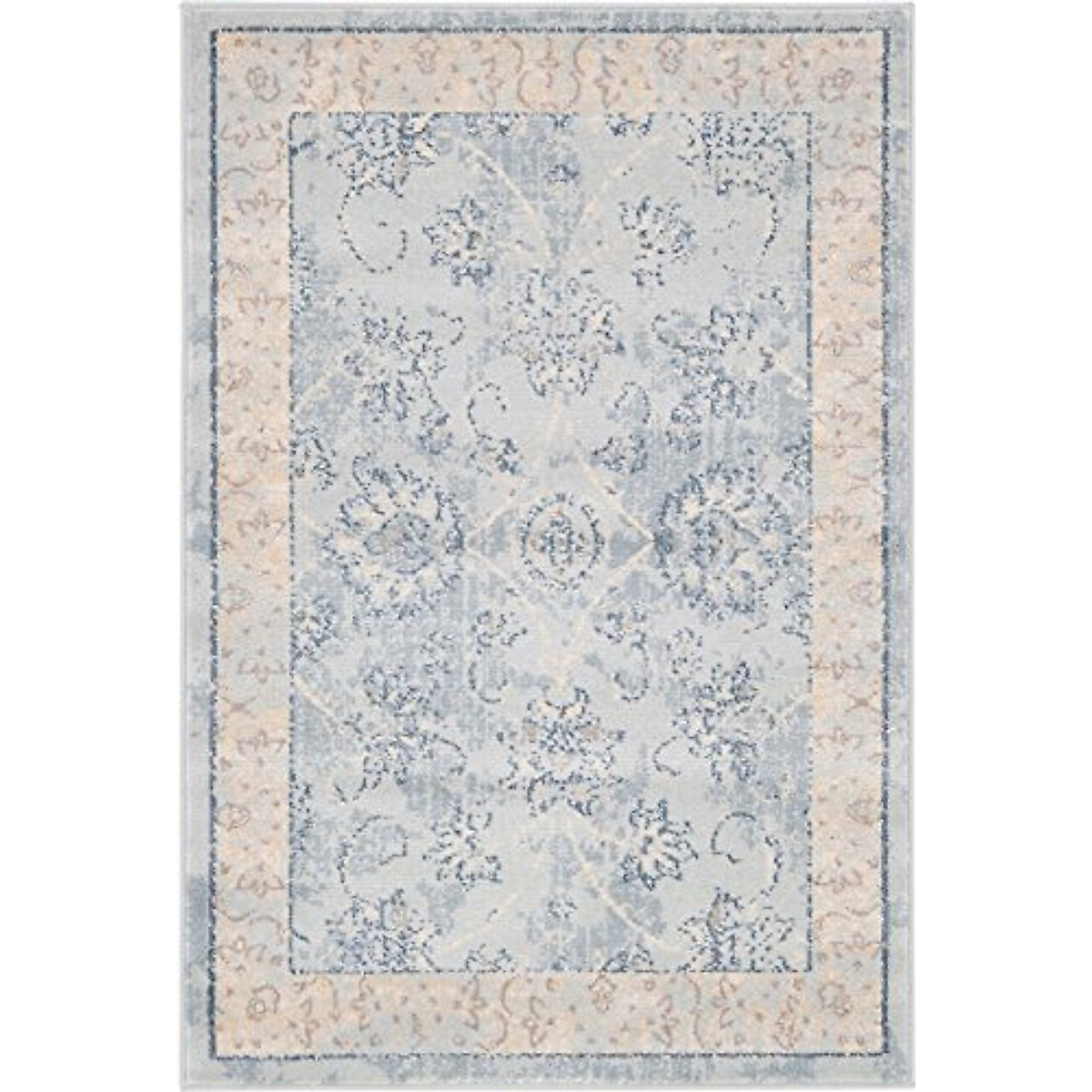 Unique Loom Paris Collection Pastel Tones Traditional Distressed Light Blue Area Rug (2' 2 x 3' 0)