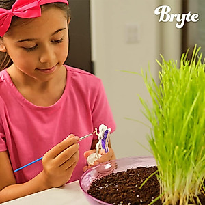 Bryte All-Inclusive Unicorn Fairy Garden Kit with LED Lights, Paint Set, Crystal Rock, Grow Your Own Garden & Play, Birthday Gift, DIY Science Kit, STEM Arts and Crafts Toys for Boys Girls Aged 4-12