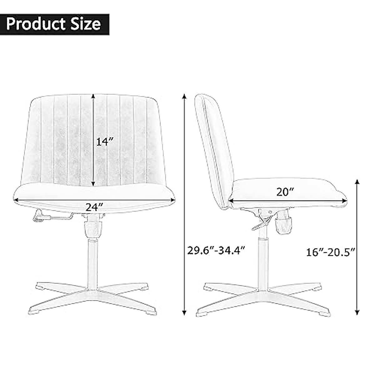 Haplized Office Chair, Home Computer Chair，Adjustable 360 ° Swivel Cushion Chair with Black Foot,Swivel Chair Makeup Chair Study Desk Chair No Wheels (White Velvet)