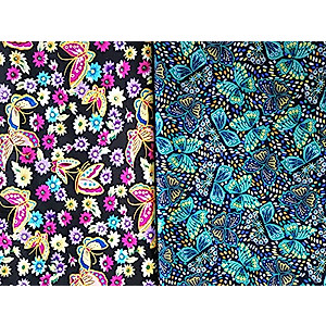 18" x 22" Fat Quarters Quilting Cotton Fabric Bundles for Sewing, 8 PCS Butterfly