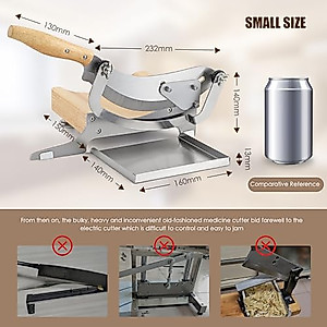 CGOLDENWALL 2 Blades Chinese Medicine Slicer Manual Radiused Biltong Slicer, with Magnetic Stainless Steel Tray, for Chinese Herbs, Biltong, Beef Jerky, Hard Fruits and Vegetables, Nougat