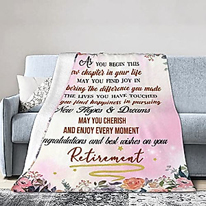 JOPJOLIW Retirement Gifts for Women, Happy Retirement Throw Blanket 60" x 50", Retirement Gifts for Retired Coworker Teacher Nurse Suitable for All Season