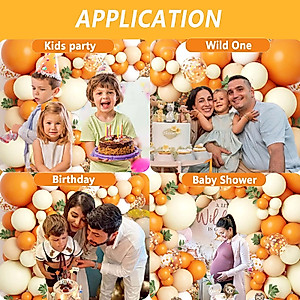 Little Cutie Baby Shower Decorations, Orange Yellow White Balloons Balloon Arch Garland kit with Artificial Willow Leaves for Cutie Fruit Baby Bridal Shower Birthday Party Decorations