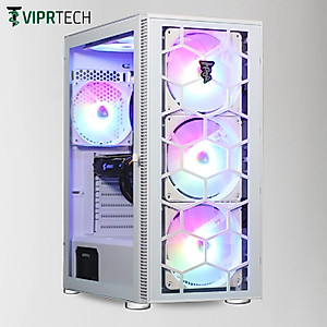 ViprTech.com Icefall Gaming PC Desktop Computer - AMD Ryzen 5 (12-LCore), RTX 2060 Super 8GB, 16GB DDR4 RAM, 128GB NVMe SSD, 1TB HDD, VR-Ready, Streaming, Editing, RGB, WiFi, Warranty