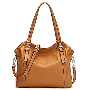 Kattee Women Genuine Leather Soft Totes Shoulder Hobo Purses and Handbags Top Handle Bags (Brown)
