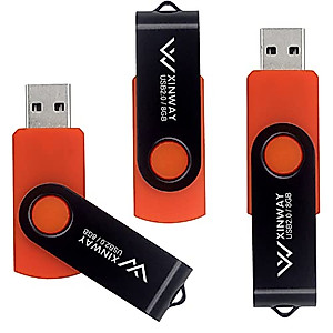 XINWAY 8GB USB 2.0 Flash Drives Thumb Drive Memory Stick, (5 Pack 8GB Five Colors: Black White Blue Green Orange)