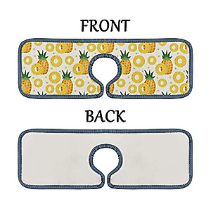 Kitchen Faucet Absorbent Mat 3 Pieces Yellow Pineapples Slices Faucet Sink Splash Guard Bathroom Counter and RV,Faucet Counter Sink Water Stains Preventer