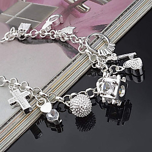 Aeora S925 Silver Thirteen Hanging Pieces Bracelet for Women Gift Bracelets & Bangles Jewelry