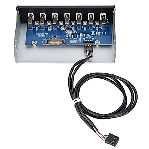 USB Front Panel, 5.25 Internal Front USB Hub Box Panel 7 Port USB2.0 Lossless Data Transmission USB Hub Drive Panel for 5.25in Computer Box