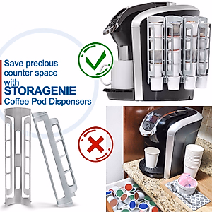 STORAGENIE Coffee Pod Holder for Kerig Kcup, Side Mount K Cup Storage, Coffee Pod Organizer, Perfect for Small Counters (2 Pack| For 10 K Cups,Red)