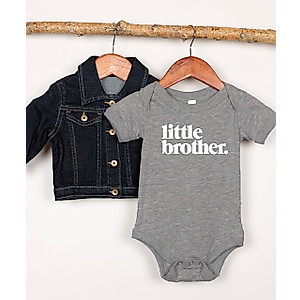 Olive Loves Apple Little Brother Bodysuit for Baby Boys Sibling Outfits Granite Heather Bodysuit Newborn