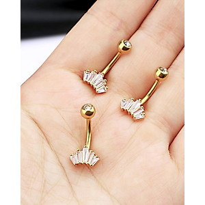 COCHARM 14G Christmas Belly Button Ring Gold Short Bar Belly Button Rings Belly Ring Surgical Steel
