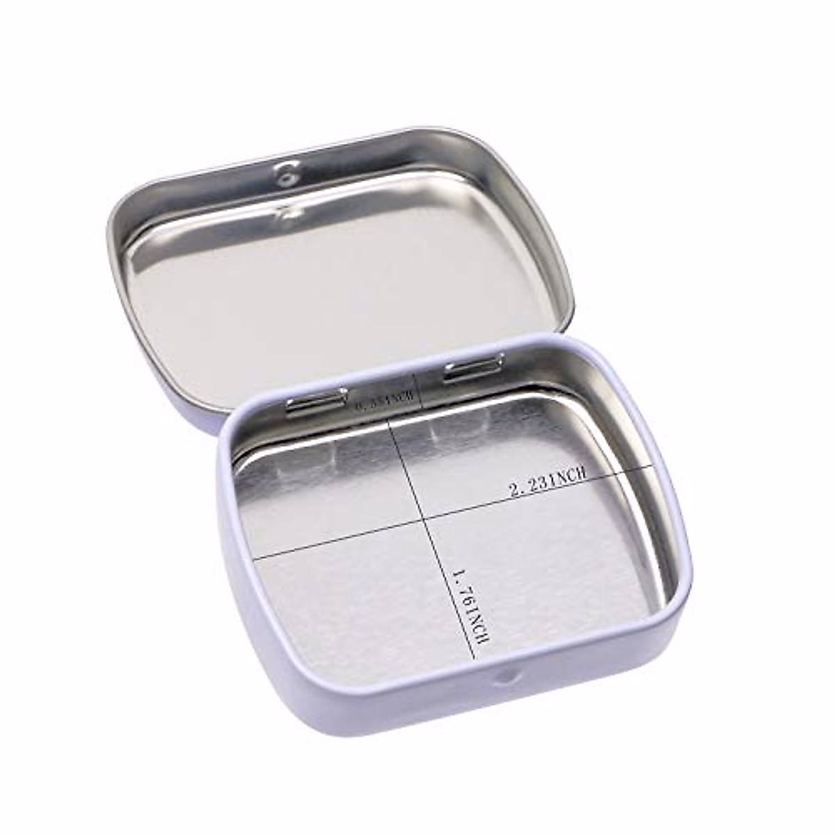 Mini Skater 2.23 x1.76 x 0.55 inch Metal Tin Box Portable Small Container Storage Case with Solid Hinged Top for Drawing Pin Nail Art Bead Earring and Jewelry Craft Organizing,4Pcs (White)