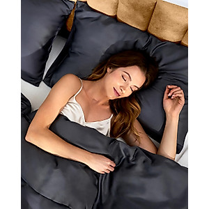 Lavish Comforts® Luxury Duvet Cover King Set | Premium 100% Viscose from Bamboo Duvet Cover King Set + 2 Pillow Cases | Winter Duvet Cover King | 104"x 86" w/ 8 Ties | King Charcoal | Luxe Gift Box