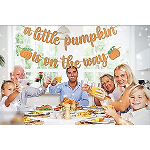 Pumpkin Baby Shower Decorations A Little Pumpkin is On the Way Banner Orange Glitter Pumpkin Boy Girl Birthday Party Decorations Orange Little Pumpkin Banner Thanksgiving Fall Theme Gender Reveal Baby