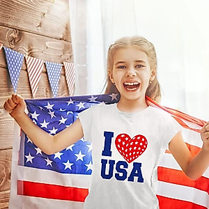 Toddler Boys I Love USA Text Print T Shirts American Flag Shirt Kids Independence Day Patriotic (Black, 9-10 Years)