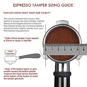 53mm Espresso Tamper, SANTOW Barista Coffee Tamper with Flat Stainless Steel Base – Professional Espresso Hand Tamper