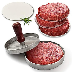 Cozihom Burger Press and Patty Papers Set, Non-Stick Hamburger Press, Grill Press, Patty Maker Mold with 120 Pcs Wax Patty Paper Sheets