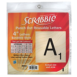 Eureka Back to School Scrabble Punch Out Deco Letters Classroom Decorations, 96 pc, 4'' (845153) , Scrabble Letters , 14-5/8" W x 9-1/2" H