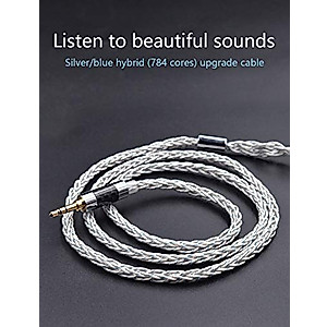 KZ Silver/Blue Hybrid (784 cores) Upgrade Cable, HiFi Earphone Audio Replacement Mixed Wire 3.5mm Compatile with C PIN