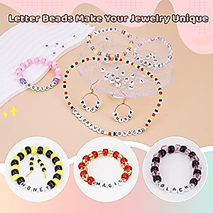 FZIIVQU 1450 Pieces Letter Beads Kit, 4x7 mm White Acrylic Alphabet Beads for Jewelry Making Number Beads Heart Beads Friendship Bracelet Beads Making