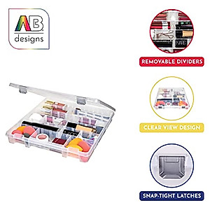 AB Designs 9101ABD Super Satchel Slim with Removable Dividers, Stackable Home Storage Organization Container, Clear with Silver Latches