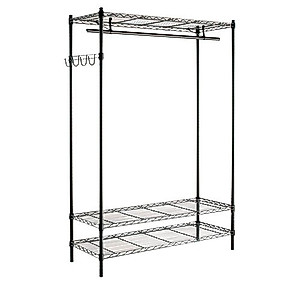Omega 24" Deep x 24" Wide x 63" High 3 Tier Stationary Black Garment Rack