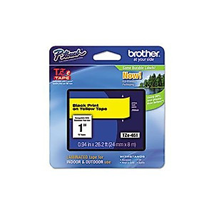 Brother Part# TZe-651 Label Tape (OEM) 1" Black on Yellow