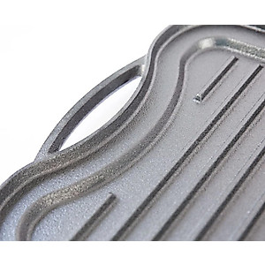 KANKA Cast Iron Griddle - 19.7in X 10.23in, Pre-seasoned, Rectangular, Reversible, Doublesided, Black, Includes Stainless Steel Chain Cleaner