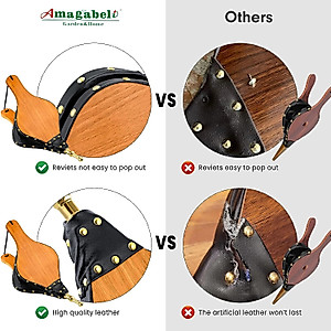 AMAGABELI GARDEN & HOME Wood Fireplace Bellows 19"x 8" Large Artificial Leather Bellow Fire Pit Air Blower With Hanging Strap Cast Nozzle Outdoor Cooking Fan Camping BBQ Grill Chimney Barbecue Tools