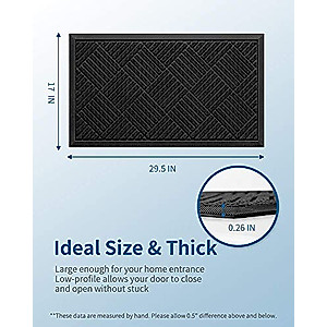 MontVoo-Door Mat- Front Door Mats Outdoor Indoor Entrance-Thick Non Slip Rubber Welcome Mat Indoor Outdoor Doormats for Home Inside Outside Entry Entryway Rug-Shoe Mat Scraper-Black-17”x30”