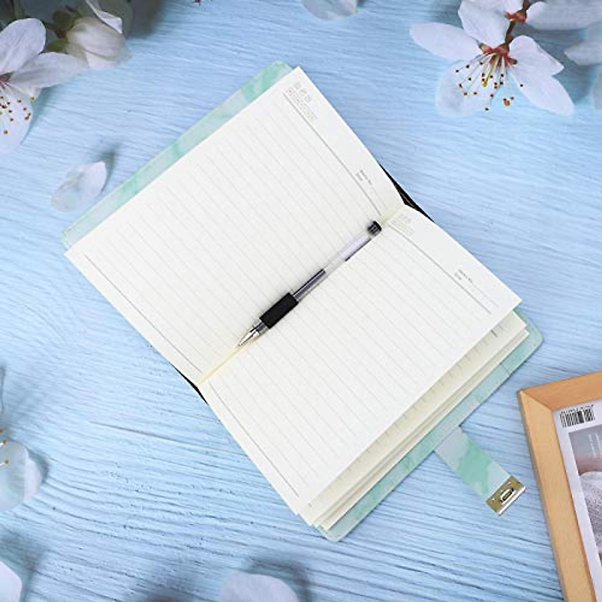 Socobeta Leather Journal Book Thick Classic Notebook Office School Supplies(GreenMarble Code Book)