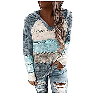 JMMSlmax Women's Lightweight Knit Hoodie Sweater Pullover & Zip Up Sweatshirt Tops Oversized Knit Sweater Vintage Sweater