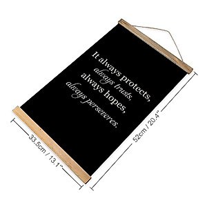 Mousus It Always Protects,always Trusts,always Hopes,always Perseveres Natural Wood Hanger Frame & Canvas Poster Hanging Painting Wall Home Decorative Artwork for Living Room Bedroom Office Holiday Gi