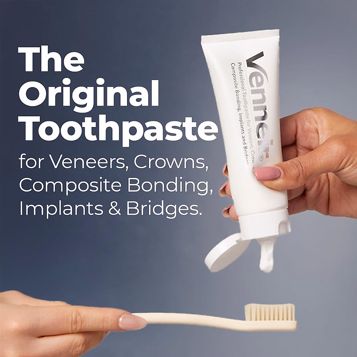 Venneir® Professional Toothpaste for Veneers, Implants, Bondings, Crowns & Sensitive Teeth — Stain Removing, Whitening, Natural, SLS Free, Pro Enamel Repair
